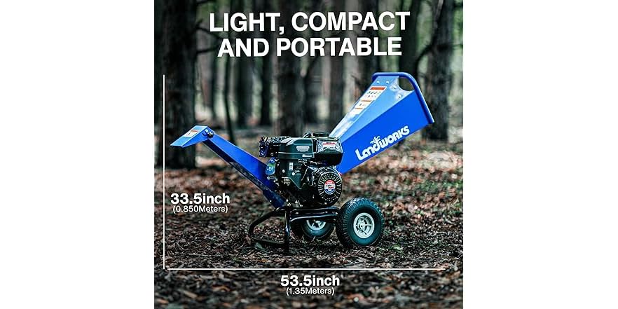 Landworks Wood Chipper Shredder Mulcher, Heavy Duty, 7 HP