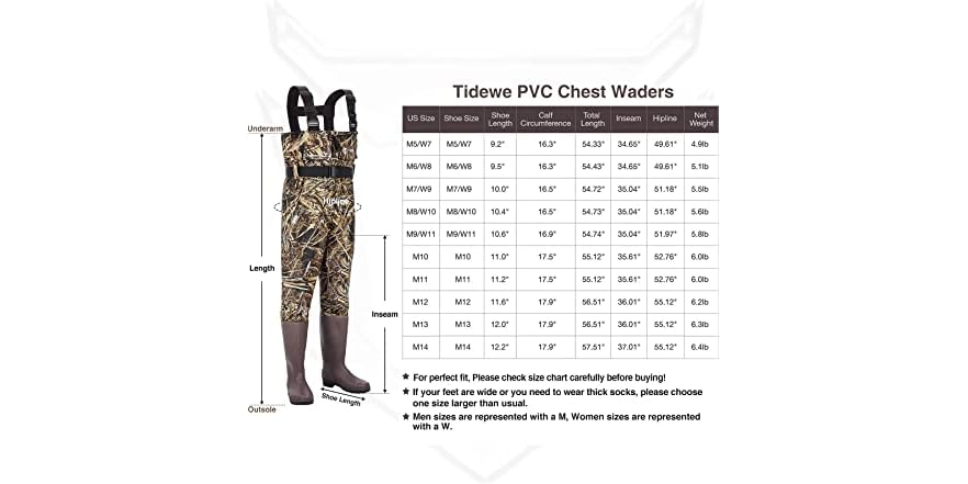 TIDEWE Men's PVC Chest Waders