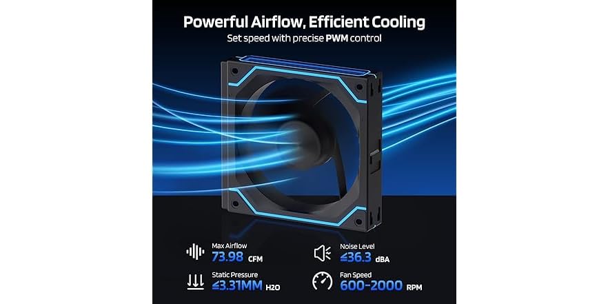 LTC Black 120mm PC Case Fan, ARGB