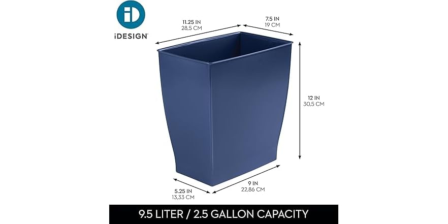 iDesign Small Plastic Bathroom Trash Can