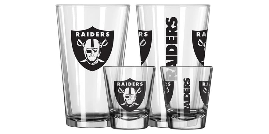 Oakland Raiders Pint & Shot Glass 4pk