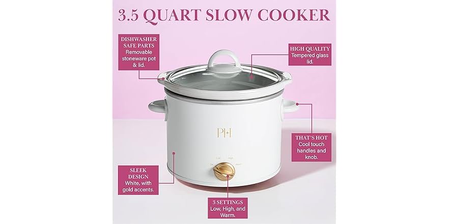 Paris Hilton 3.5-Quart Manual Slow Cooker White