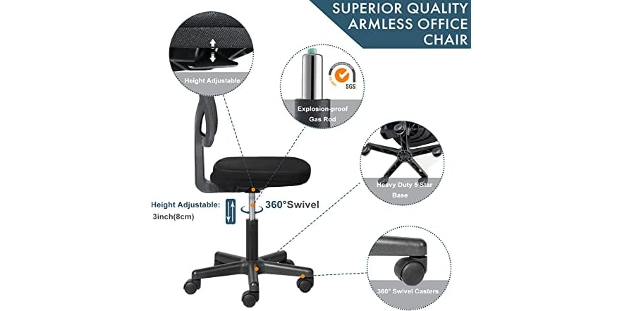 Armless Office Mesh Desk Chair