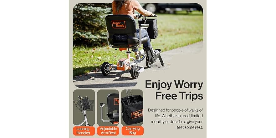 Superhandy 3 Wheel Folding Mobility Scooter Upgraded Design