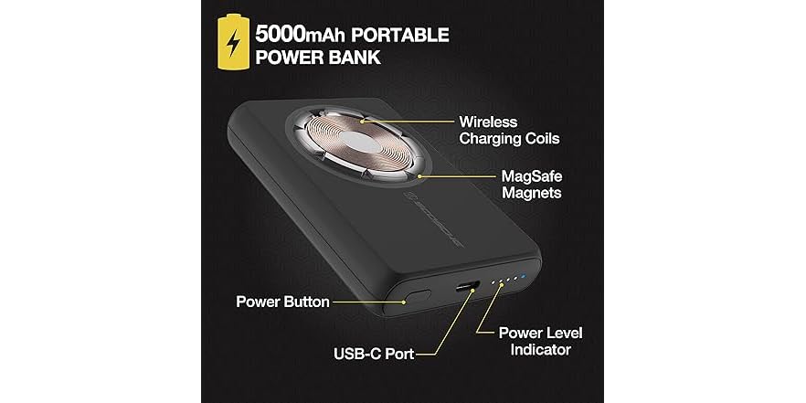 Scosche Wireless Power Bank, 5,000 mAh