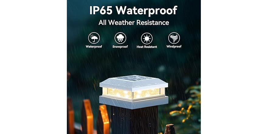 Brightever White Solar Post Cap Light, 4 Pack