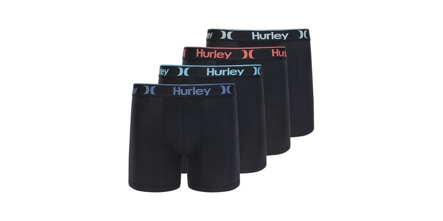 Hurley Men's 4 Pack Solid Boxer Brief