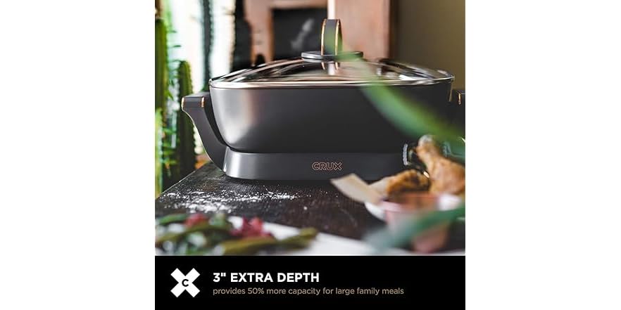 Crux Extra Deep Nonstick Scratch Electric Skillet