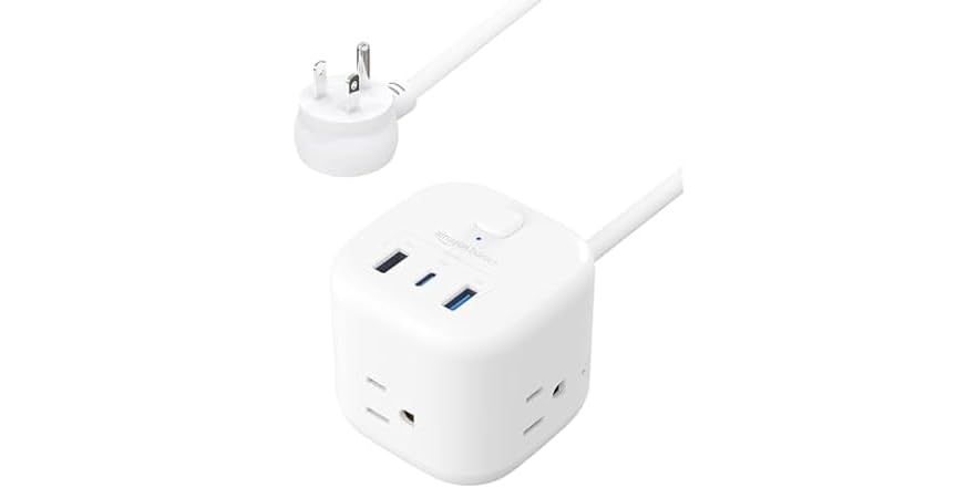 AmazonBasics 5FT 3 Outlet & 3 USB Ports Power Strip Cube
