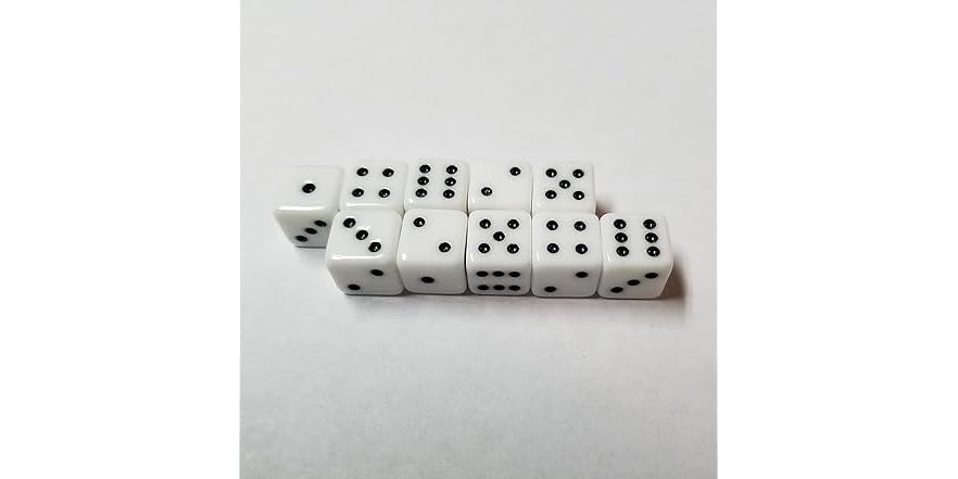 10x White 10mm Dice with Dots