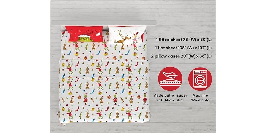 Dr. Seuss The Grinch Holiday Sheet Set King