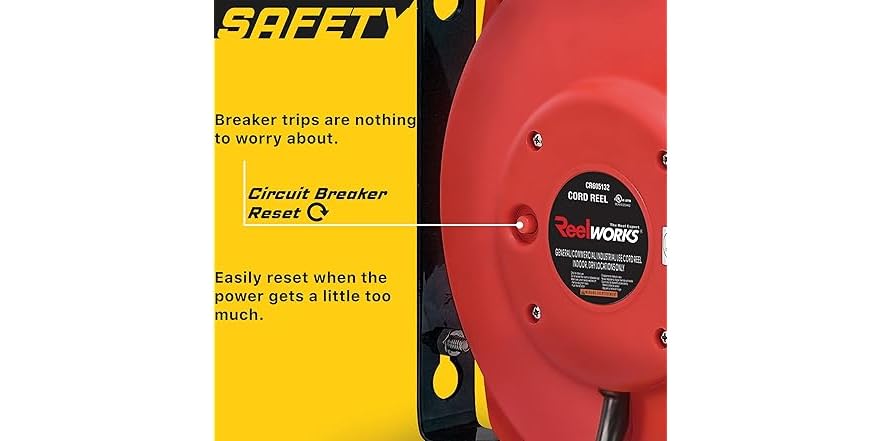 ReelWorks Retractable Extension Cord Reel 12AWG x 40'
