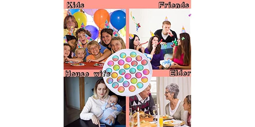 Ahsado 4 Pcs Pop Push Bubble Fidget Toy