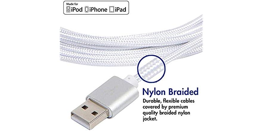 vCharged 12 foot USB Charging Lightning Cable