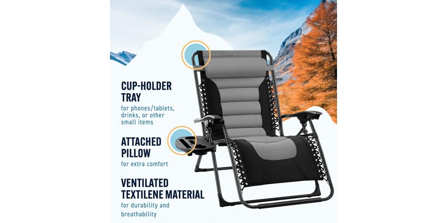 Trapper's Peak Zero Gravity Folding Chair w/ Table