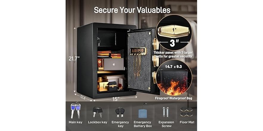 ADIMO Safe w/ Interior Drawer, 2.8 Cuft Heavy-Duty