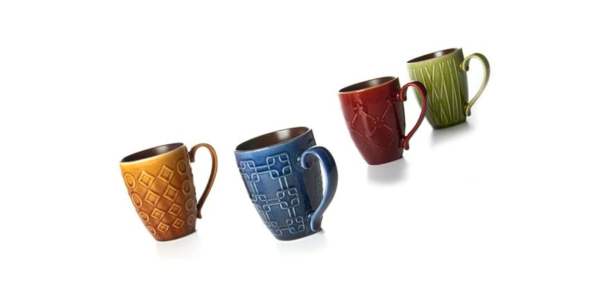 BIA Set of 4 14 oz Mugs-Raised Pattern