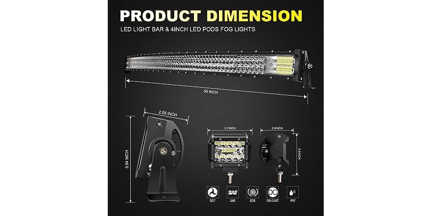 LED Light Bar TURBO SII 50 Inch 684W Cur