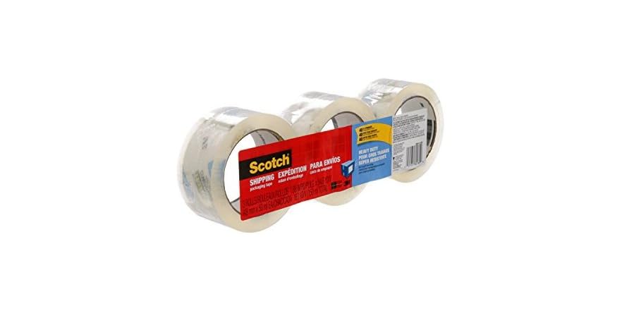 3M Packing Tape, Clear, 3-roll pack