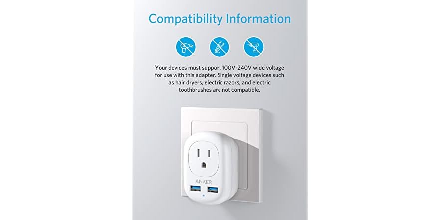 Anker UK Travel Adapter, PowerExtend USB Plug (Open Box)