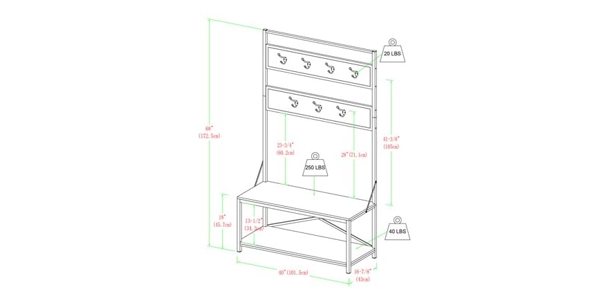 Rustic Wood Hall Tree - Barnwood