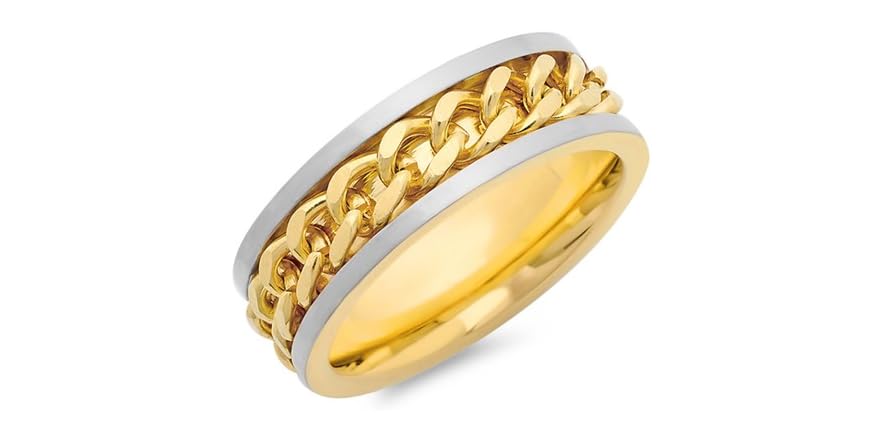 Titanium Two-Tone Ring w/ Chain