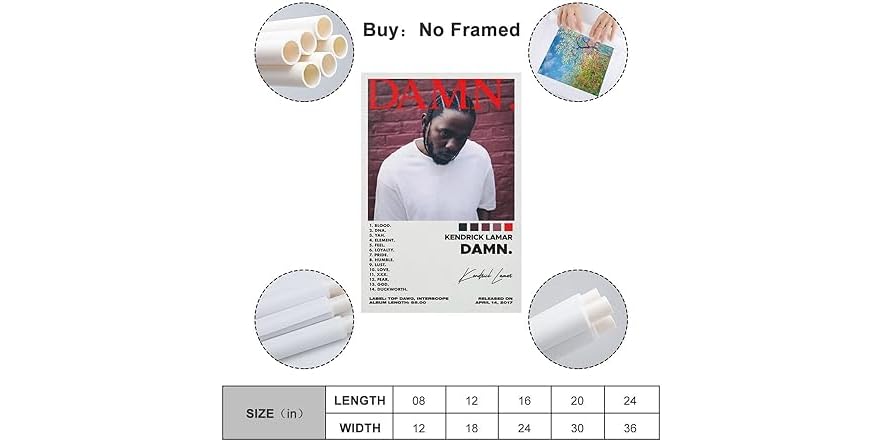 Kendrick Lamar Damn Album Poster 16"x24"