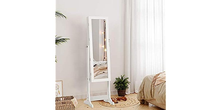 SONGMICS 6 LEDs Mirror Jewelry Cabinet