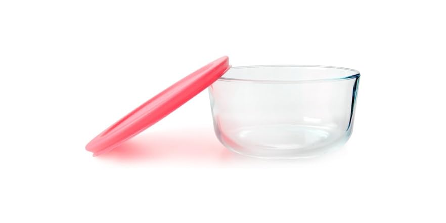 Pyrex 4-Cup Round Bowl with Pink Lid