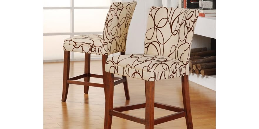 24" Brown Scroll Parson Stool - Set of 2