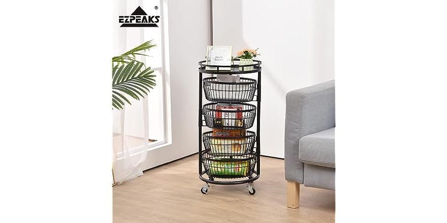 5-Tier Steel Kitchen Storage Tower