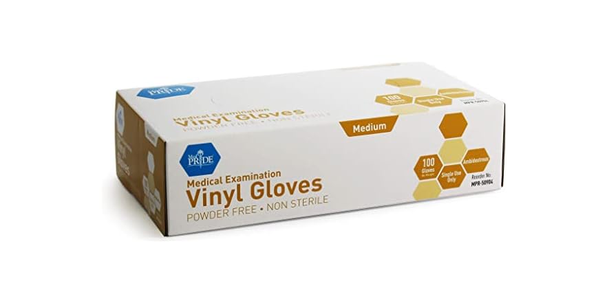 Medical Vinyl Gloves Medium 100Ct
