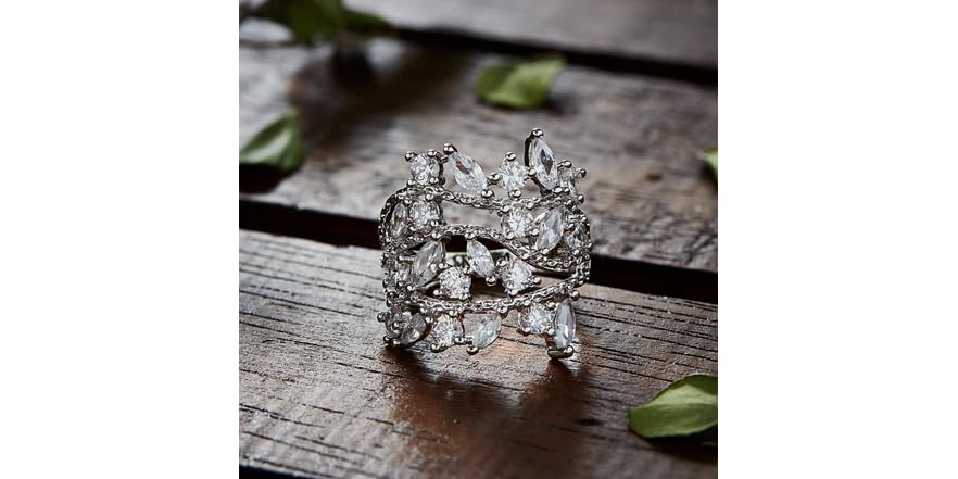 White Gold Crystal Leaf Ring
