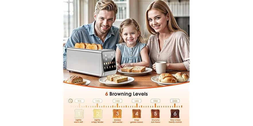 4 Slice Touch Screen Toaster Wide Slot