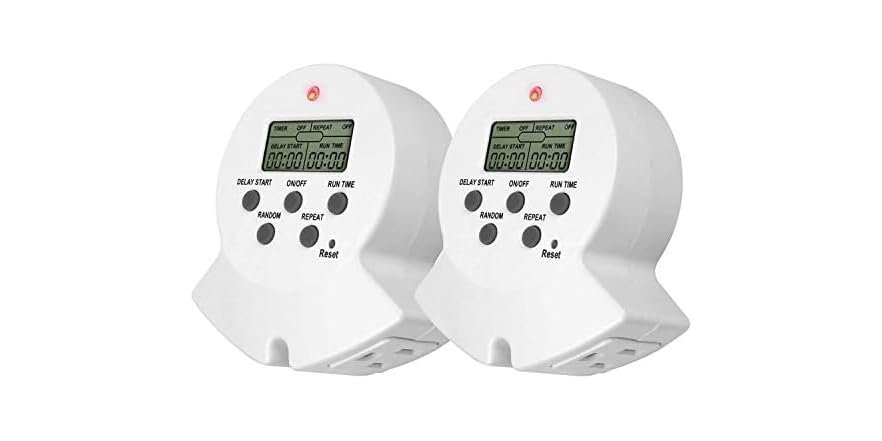 Clear Power Indoor Grounded EZ Digital Timer 2pk