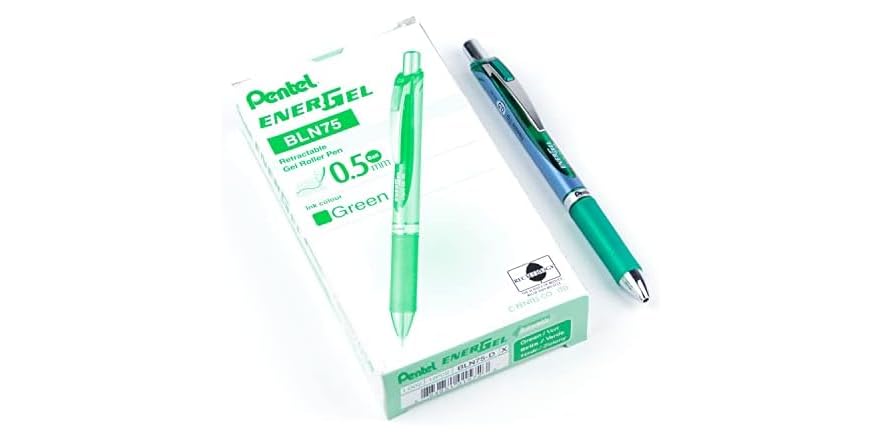 Pentel EnerGel RTX Pen, Green Ink 12-Pk