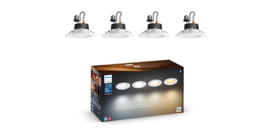 Philips Hue Smart Recessed 5/6 Inch LED Downlight, 4 Pack