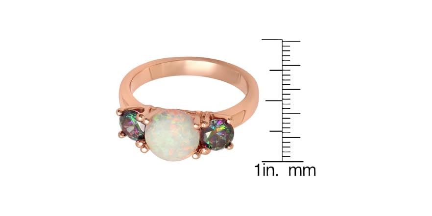18K RGP Brass Sm Diamond and Opal Ring