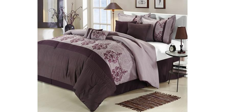 Renaissance 8Pc Comforter Set - Plum - 2 Sizes