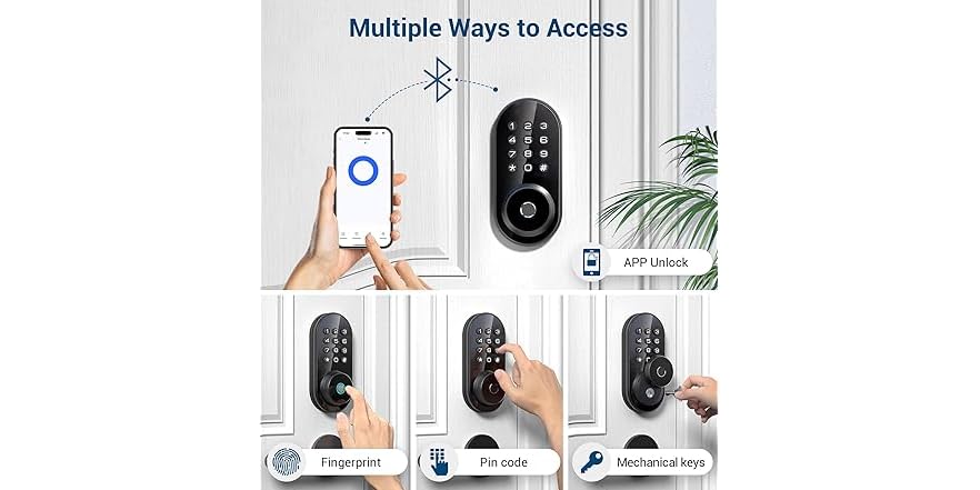 TEEHO TE342 APP Control WiFi Smart Door Lock Matt Blac