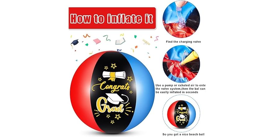 20 Pc Inflatable Graduation Beach Balls