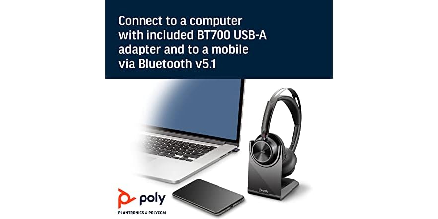 (NEW) Poly Voyager Focus 2 UC Headset with Stand