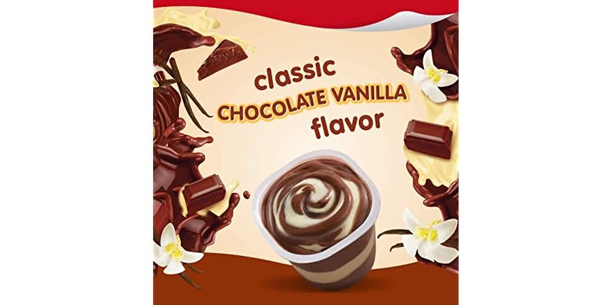 Snack Pack Chocolate Vanilla Pudding Cups, 4 Count, 12 Pack