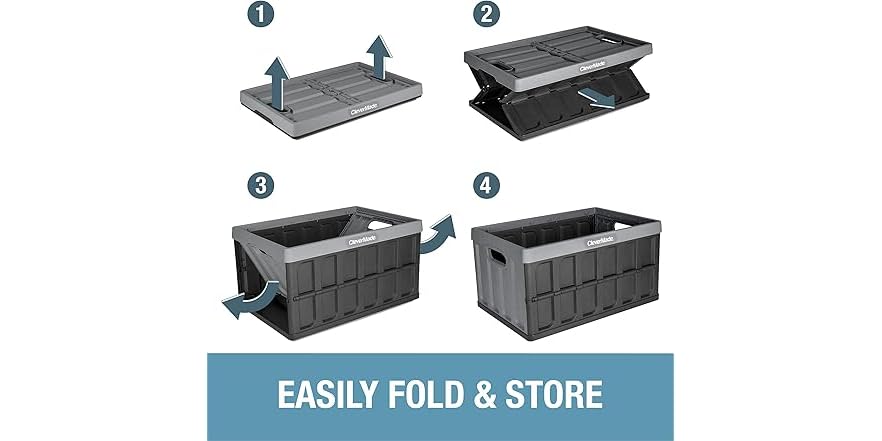 CleverMade Collapsible Storage Bin, Stone 1PK 46L