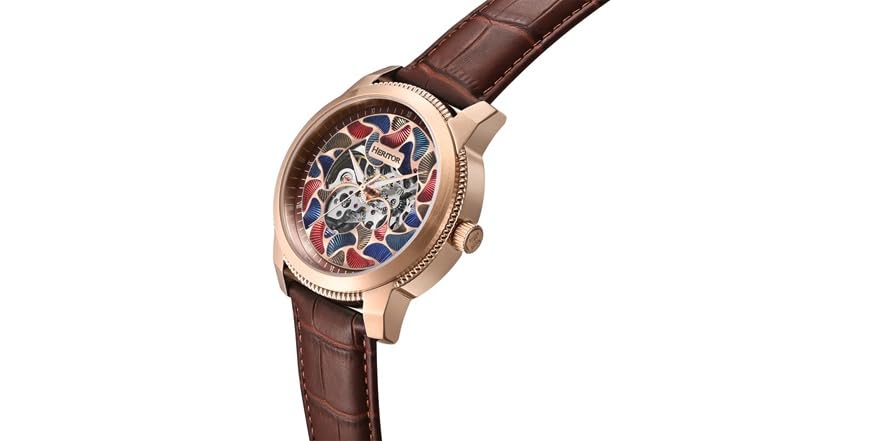 Emmanuel Semi-Skeleton Leather Watch