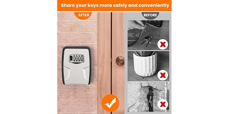 Fayleeko Key Lock Box Wall Mounted, 5 Keys Capacity (2 Pack) 181597