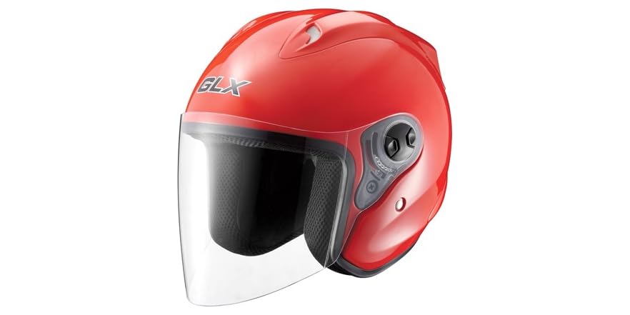 Open Face Motocycle Helmet - Red