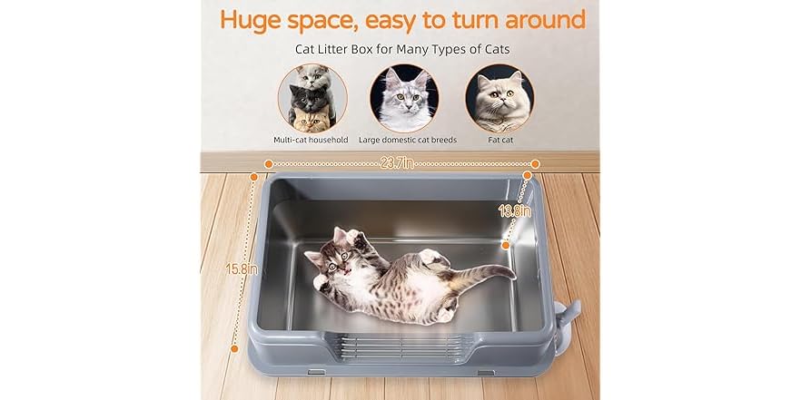 ZOZOO Stainless Steel Cat Litter Box (Open Box)