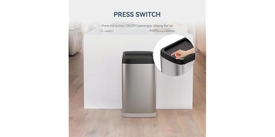 ELLO&ALLO 13 Gallon Touchless Trash Can (Open Box)