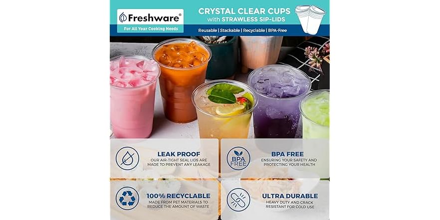 Freshware 20 oz Disposable Plastic Cups